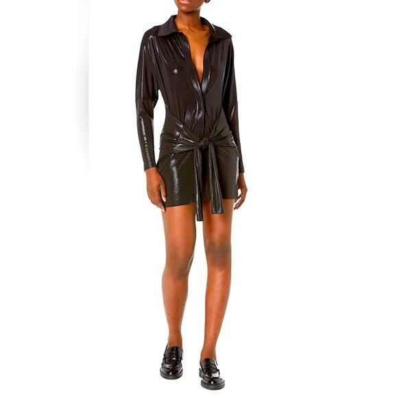 Norma Kamali | Dresses | Norma Kamali Liquid Metal Mini Dress Nwt ...